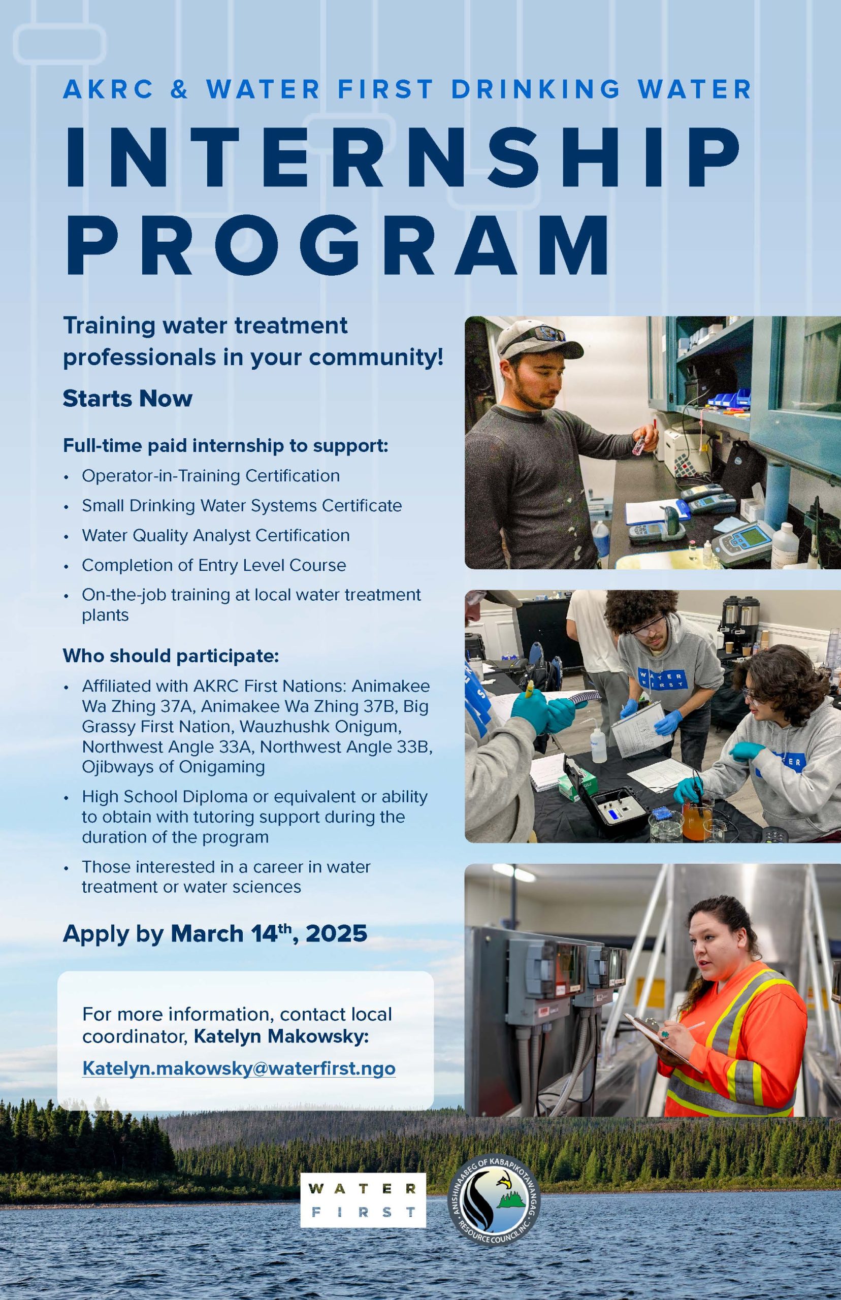 Akrc Water First Drinking Water Internship Program Anishinaabeg Of
